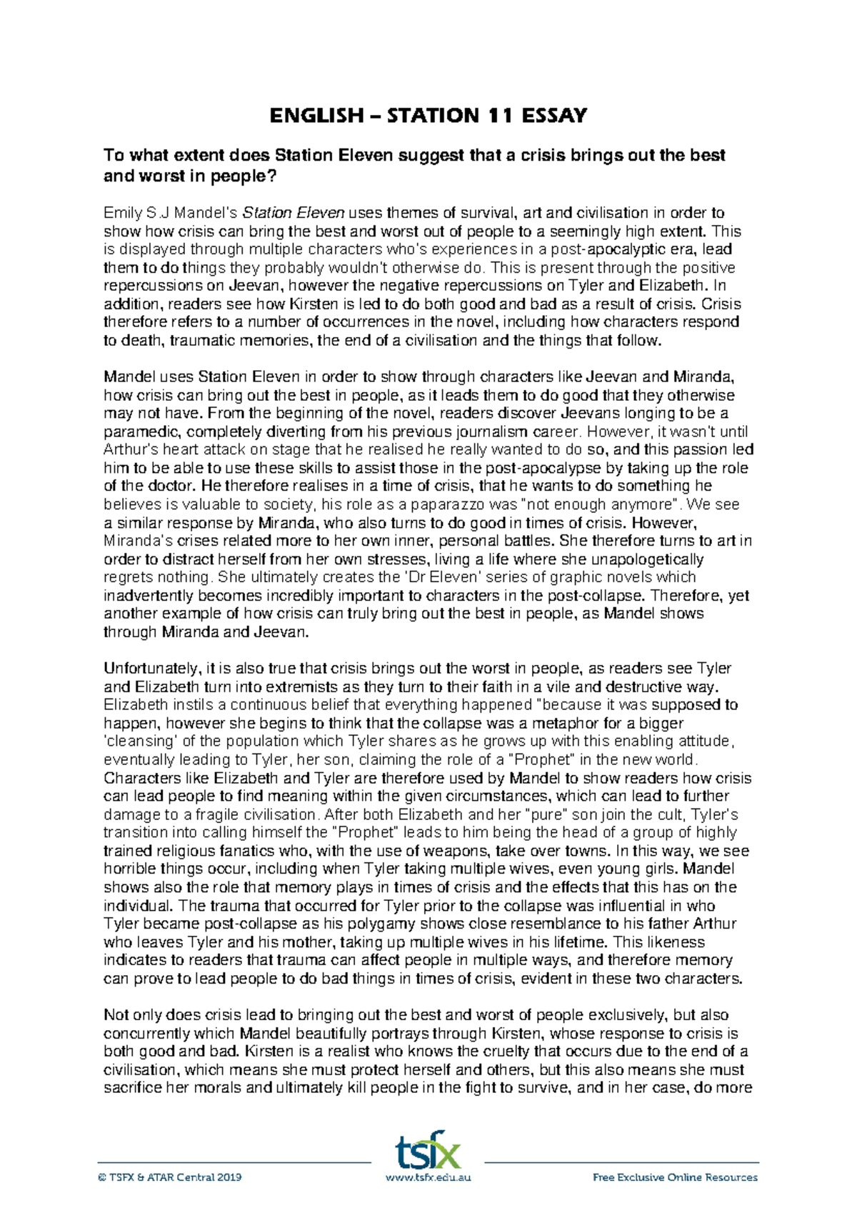 YR12 English LIST 1- Station 11 Essay 3- Final - To what extent does ...