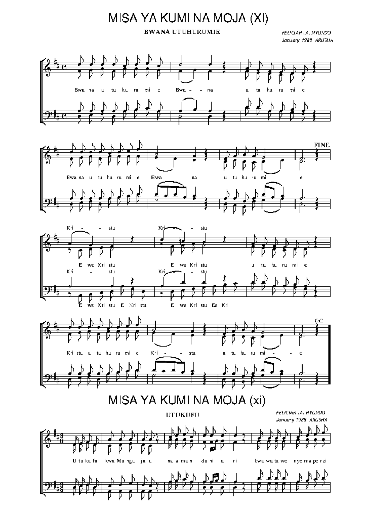 MISA YA KUMI NA MOJA-FAN - A SS : A SS : - Studocu