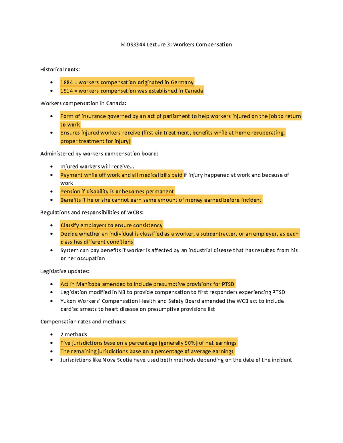 MOS3344 Lecture 3 Workers Compensation - Warning: TT: undefined ...