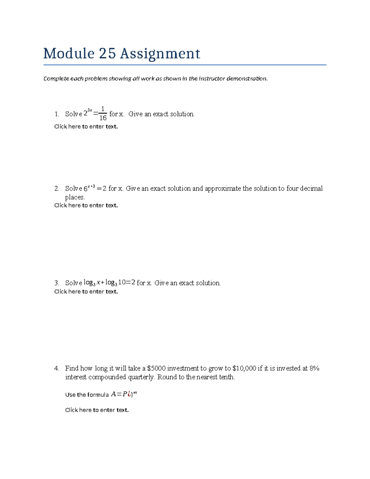 M25 Assignment - math practice questions - Module 25 Assignment ...