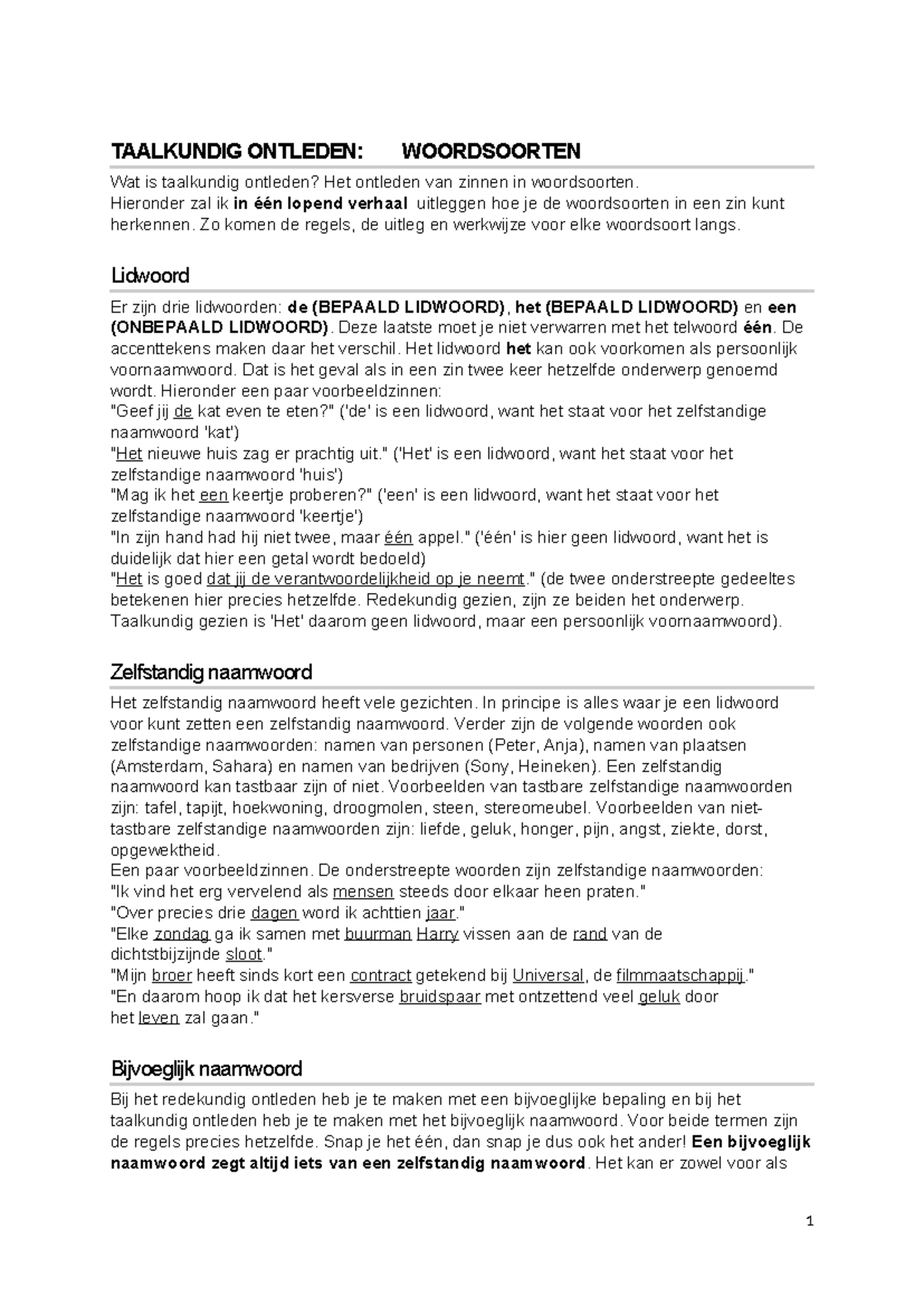 Woordsoorten - Hieronder zal ik in één lopend verhaal uitleggen hoe je ...