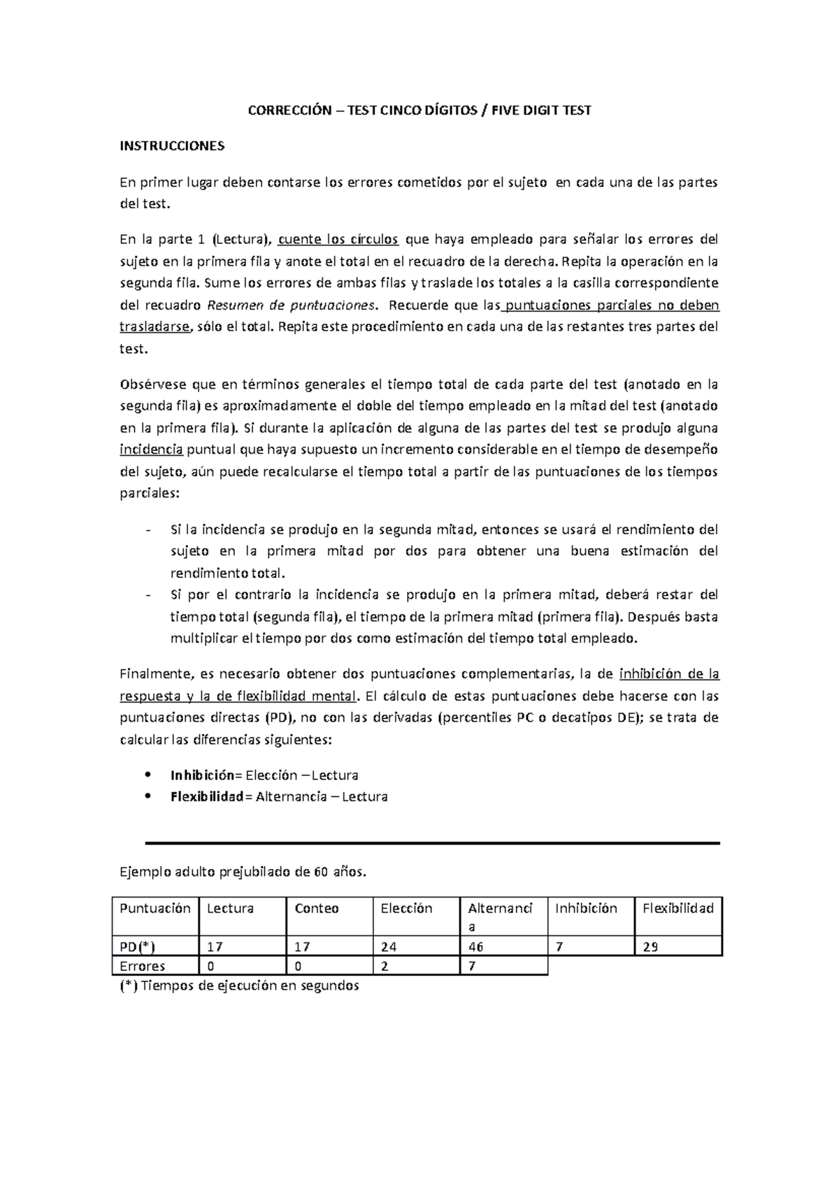 Corrección-TEST 5 Dígitos - CORRECCIÓN – TEST CINCO DÍGITOS / FIVE ...