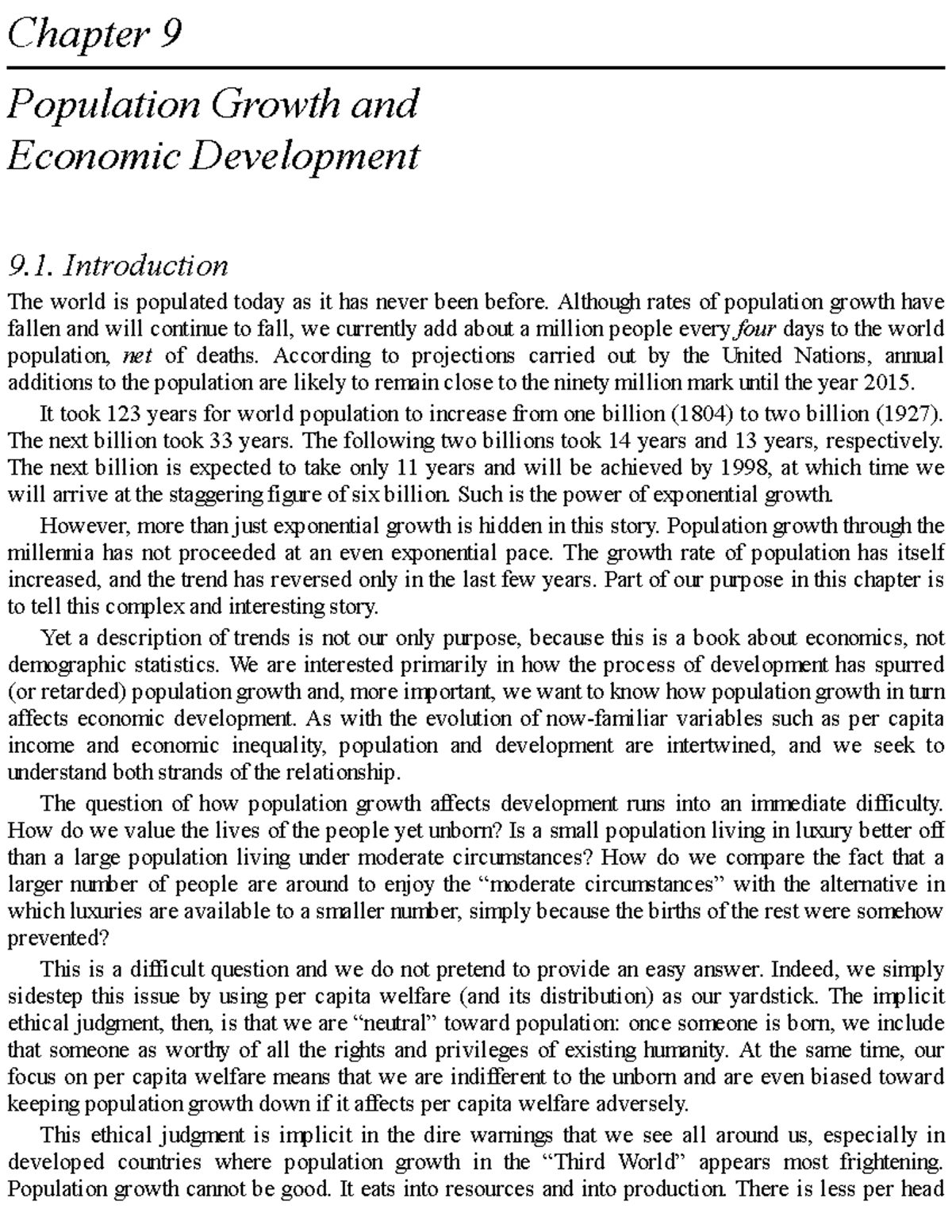 Debraj Ray Book-Chapter 9 - Chapter 9 Population Growth and Economic ...