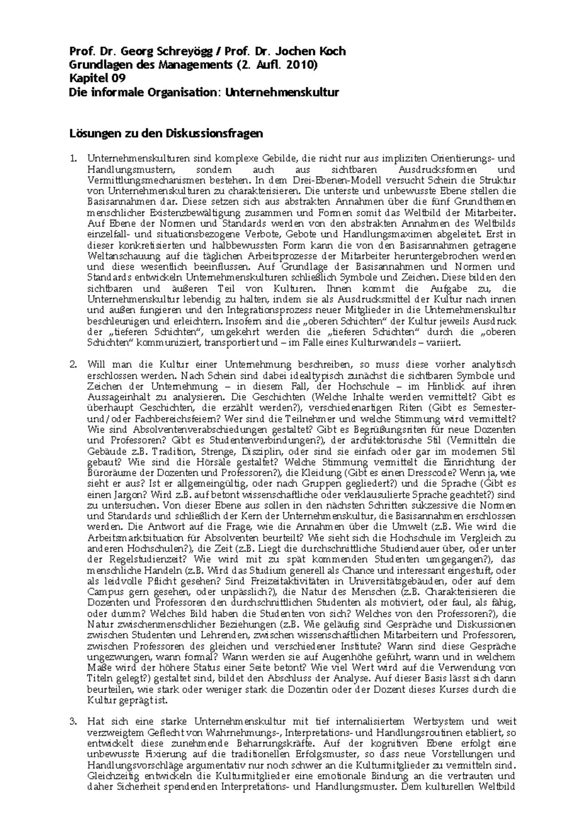 Übungen - Lösungen Zu Den Diskussionsfragen, Die Informale Organisation ...