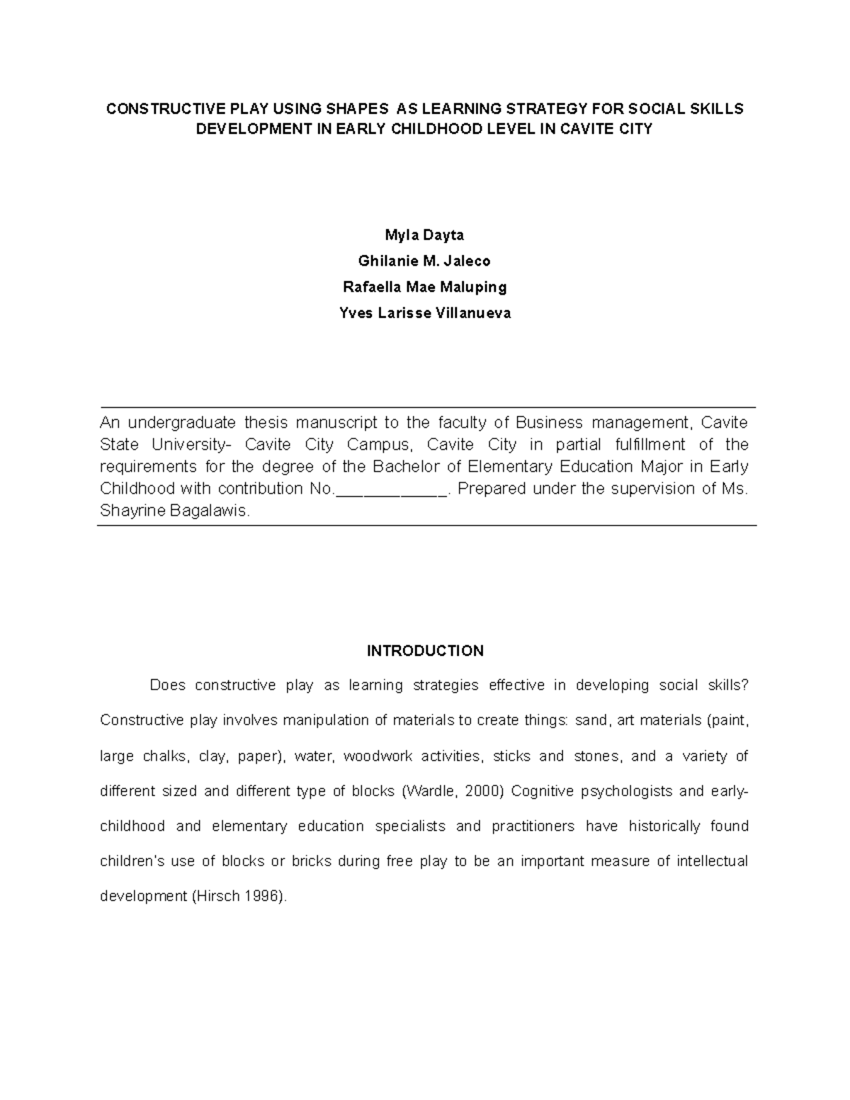 Constructive PLAY Using Shapes AS Learning Strategy FOR Social Skills ...