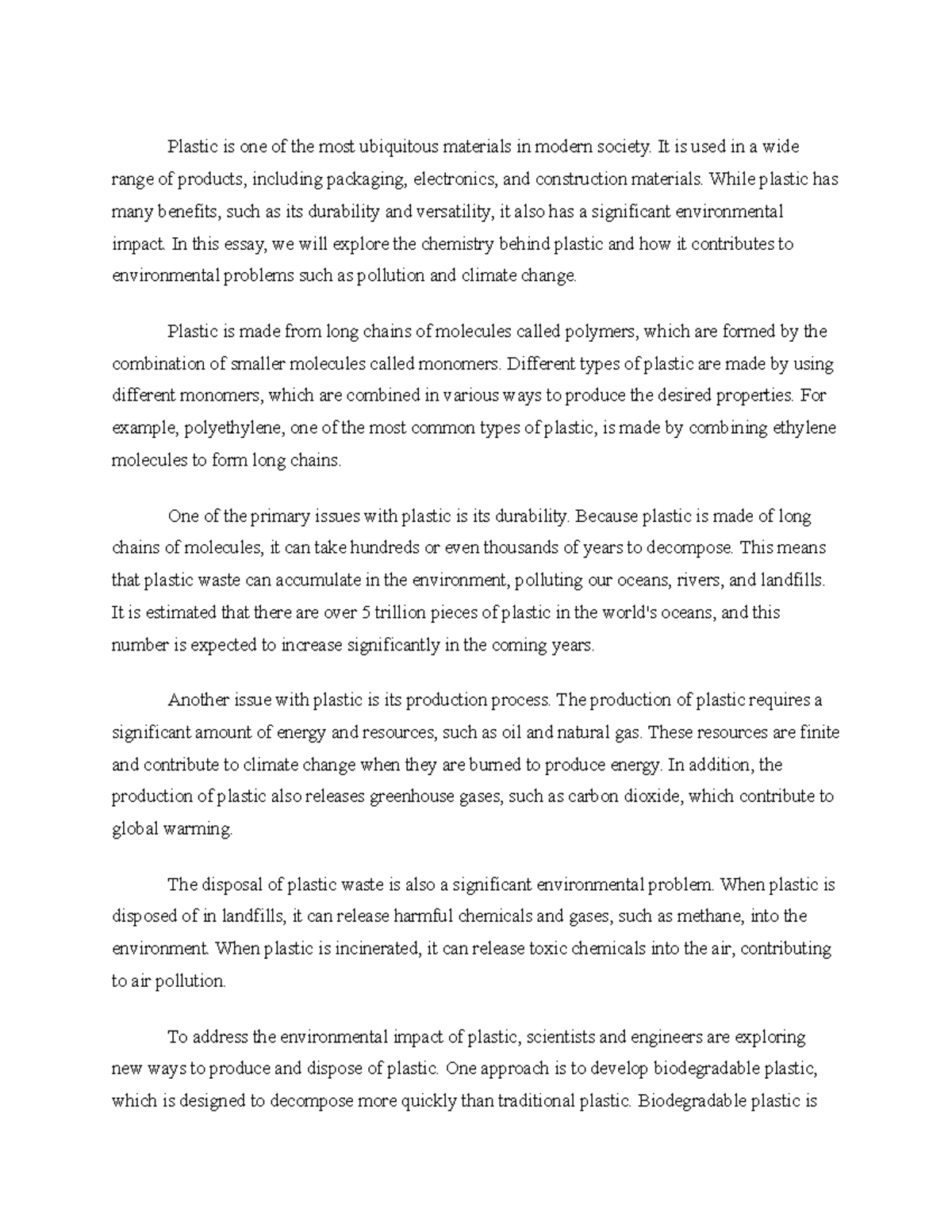 The Environmental Impact of Plastic Understanding the Chemistry Behind ...