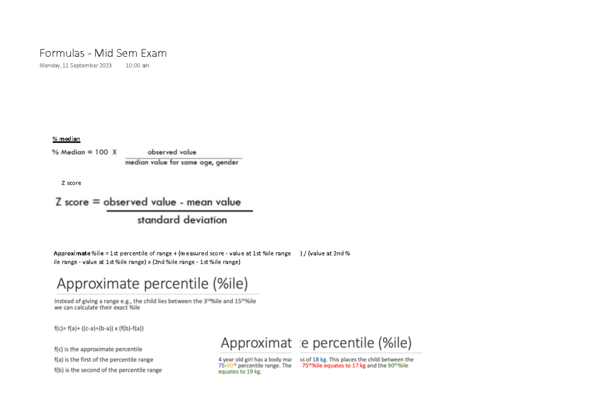 Formulas - Mid Sem Exam - Summary Nutritional Assessment - % median Z ...