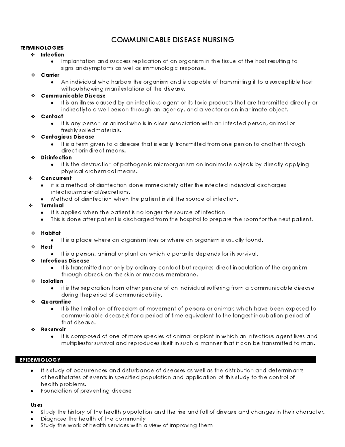 Communicable Disease Nursing 1 - COMMUNICABLE DISEASE NURSING ...
