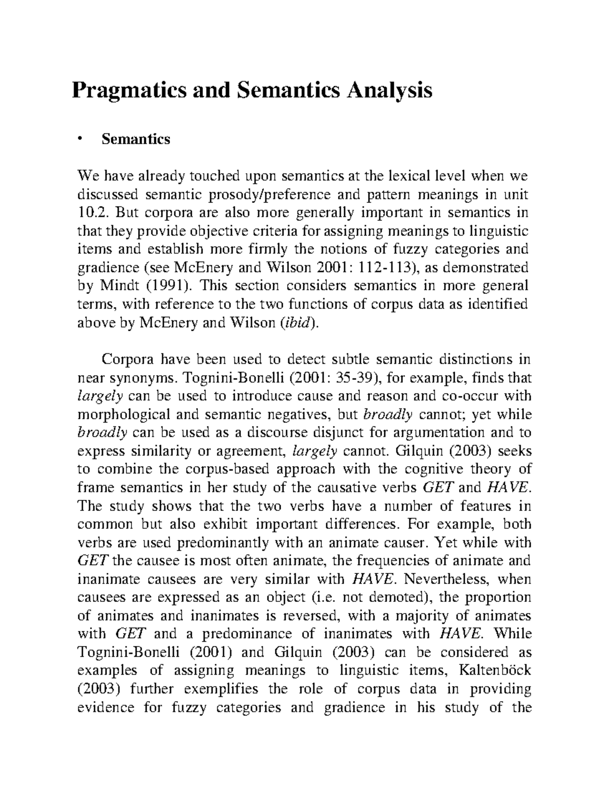 Pragmatics and Semantics Analysis - Pragmatics and Semantics Analysis ...