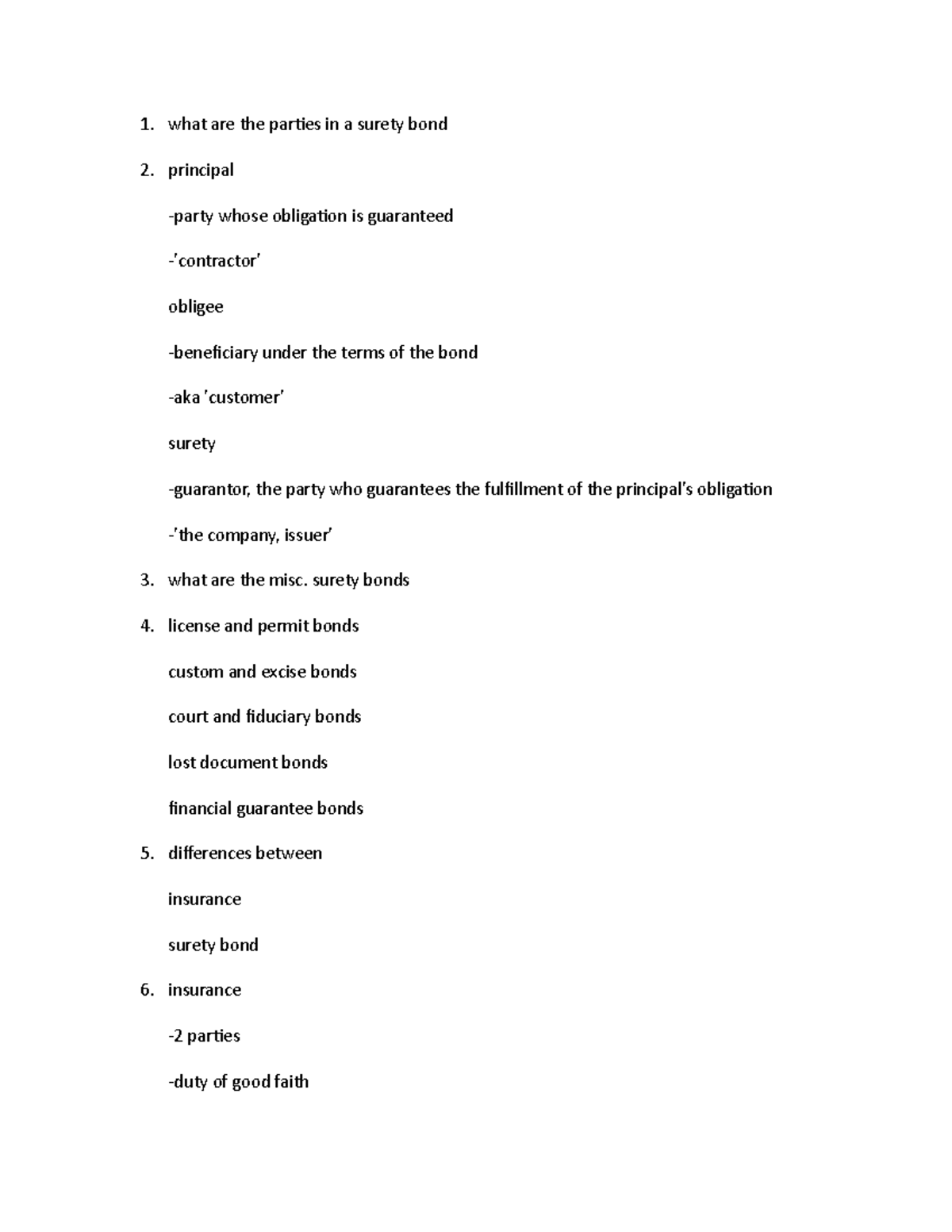 Busmgt 590 26 - notes - what are the parties in a surety bond principal ...