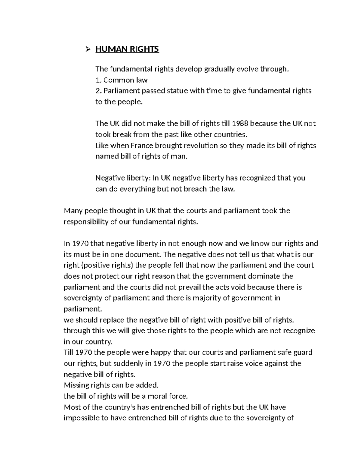 Human Rights - this is the lecture notes - HUMAN RIGHTS The fundamental ...