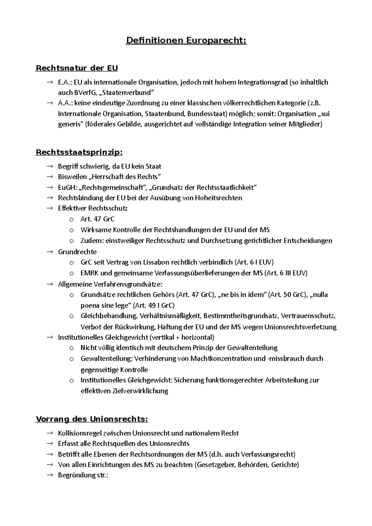 Definitionen Europarecht - Definitionen Europarecht: Rechtsnatur der EU ...