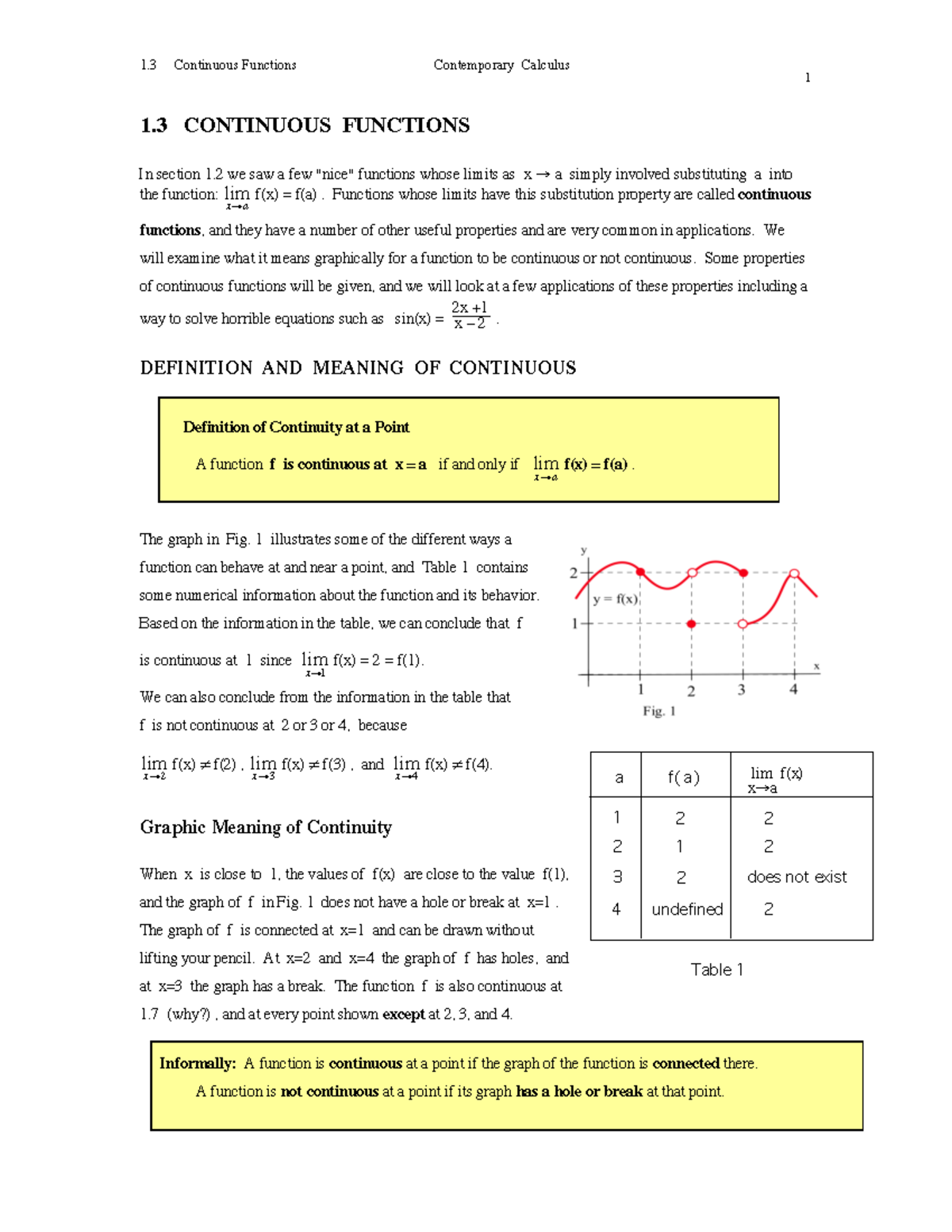 Week012-Course Module-Continuous Functions - 1 CONTINUOUS FUNCTIONS In section 1 we saw a few ...