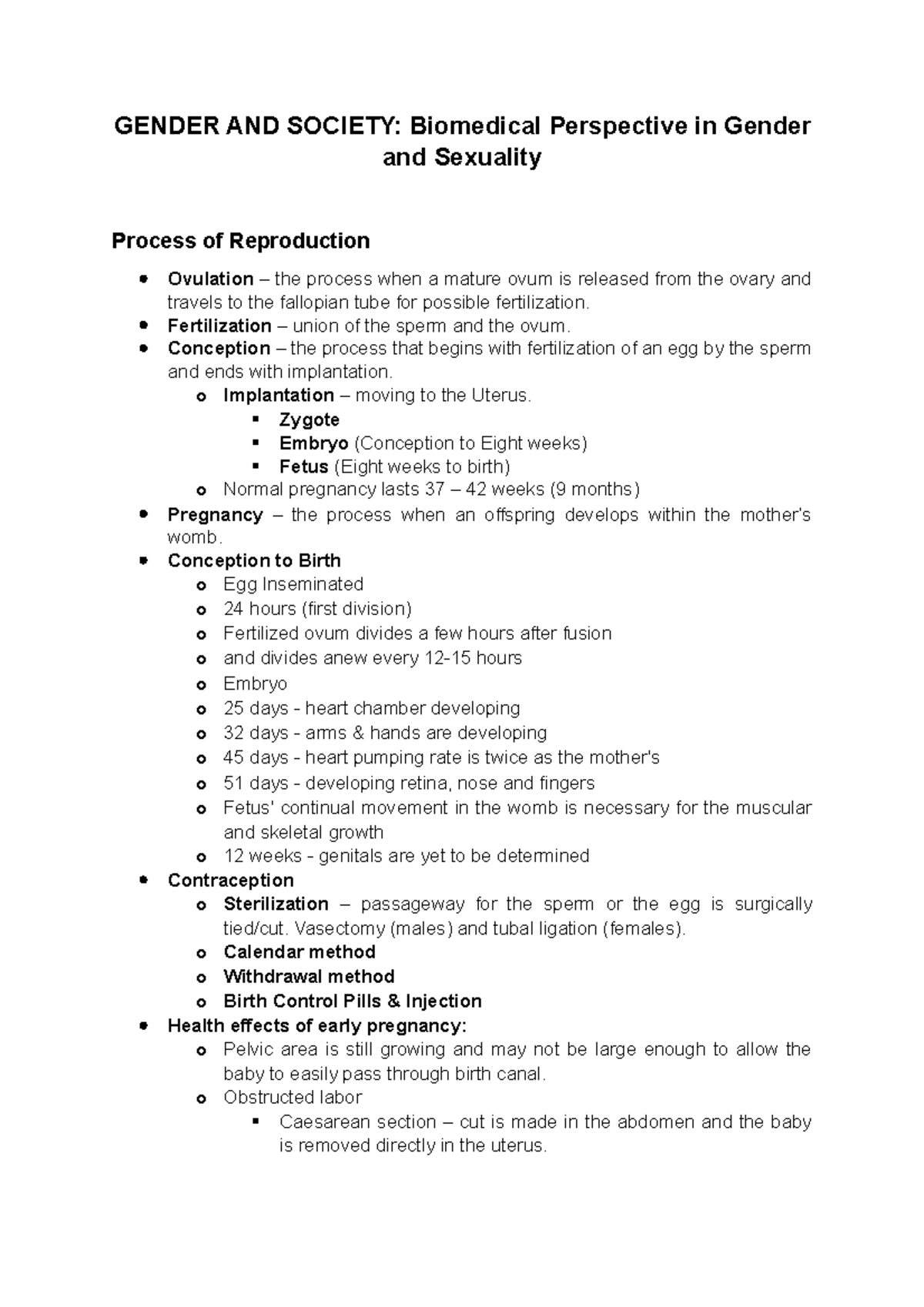 Process of Reproduction and Sexual Health - GENDER AND SOCIETY ...