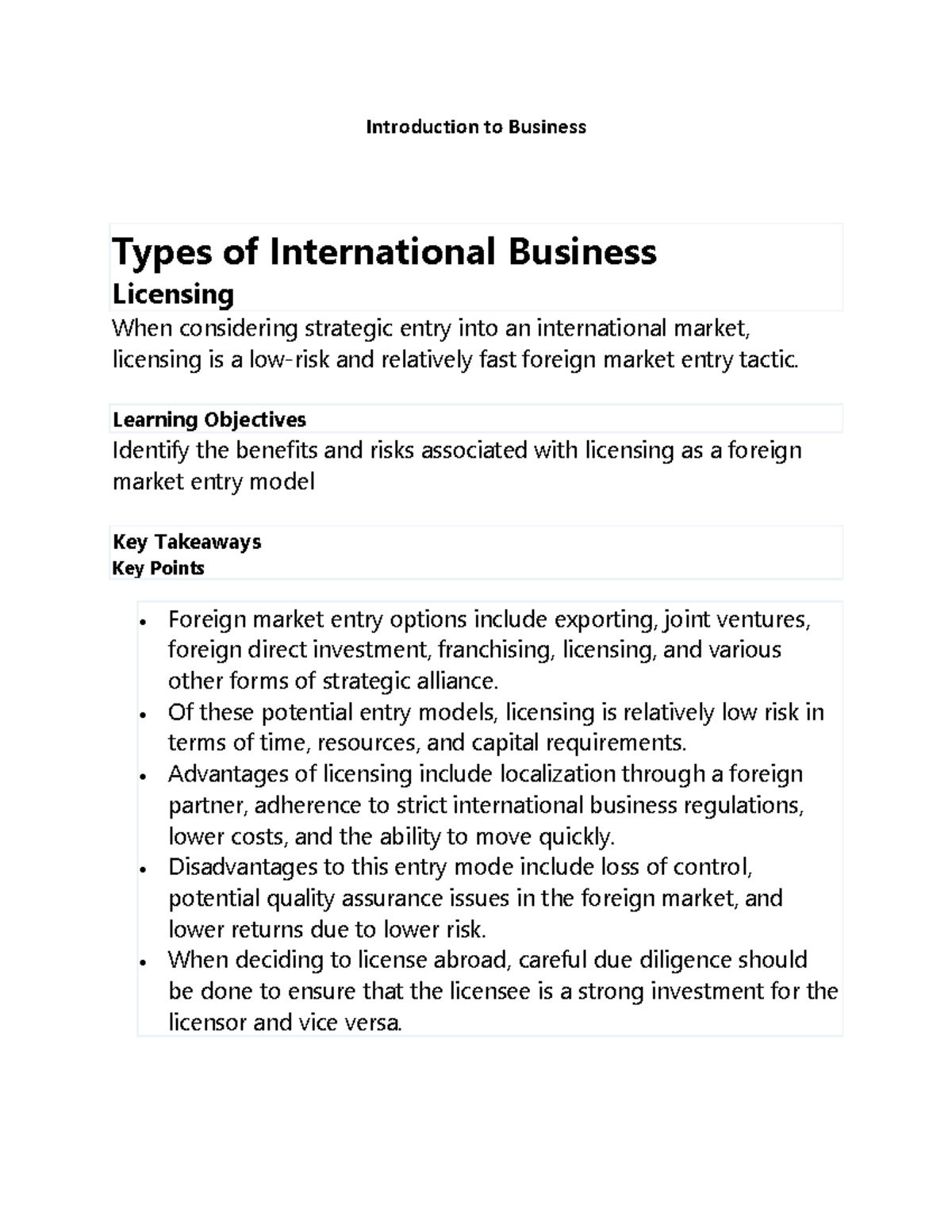 Types of International Business - Introduction to Business Types of ...