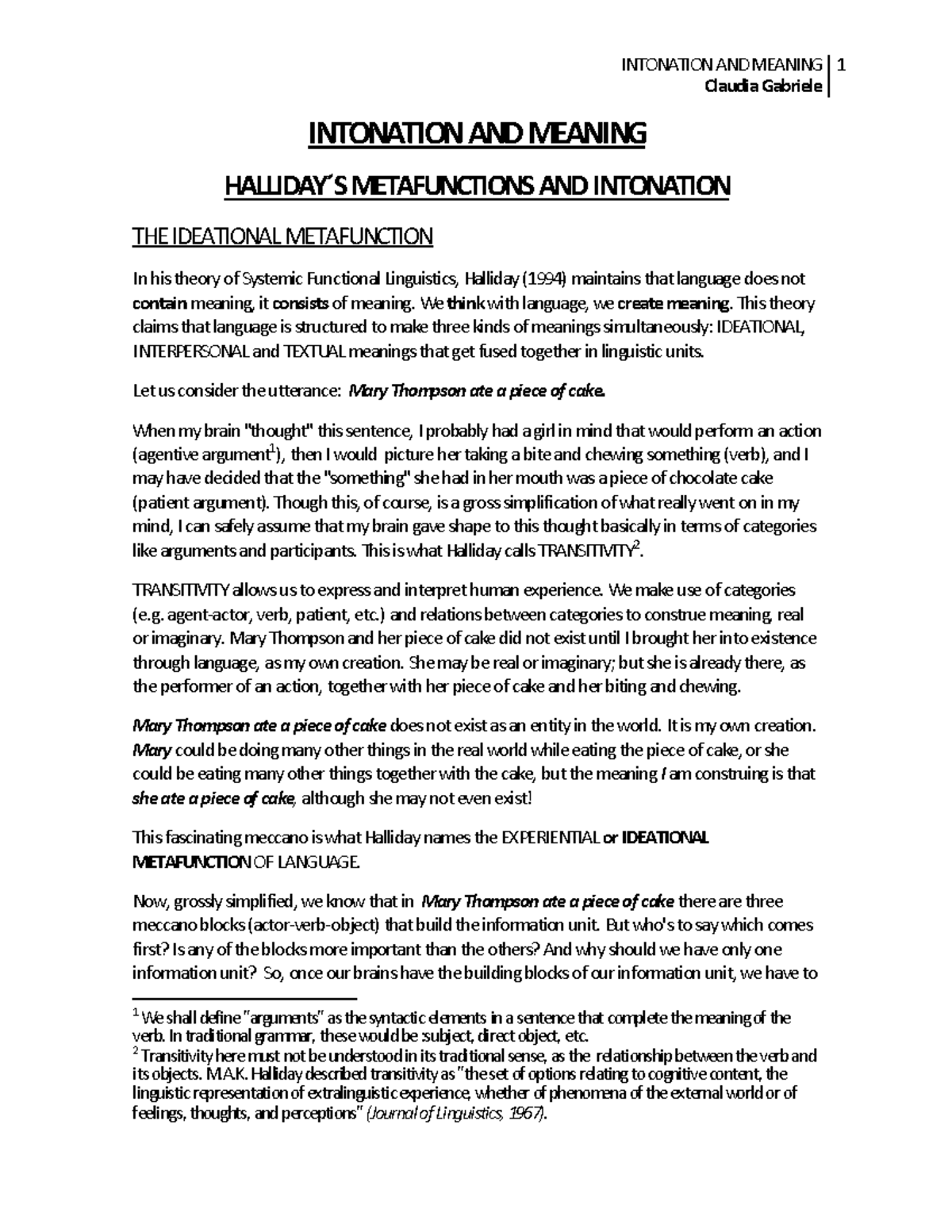 Gabriele - Notes on Tone - Claudia Gabriele INTONATION AND MEANING ...