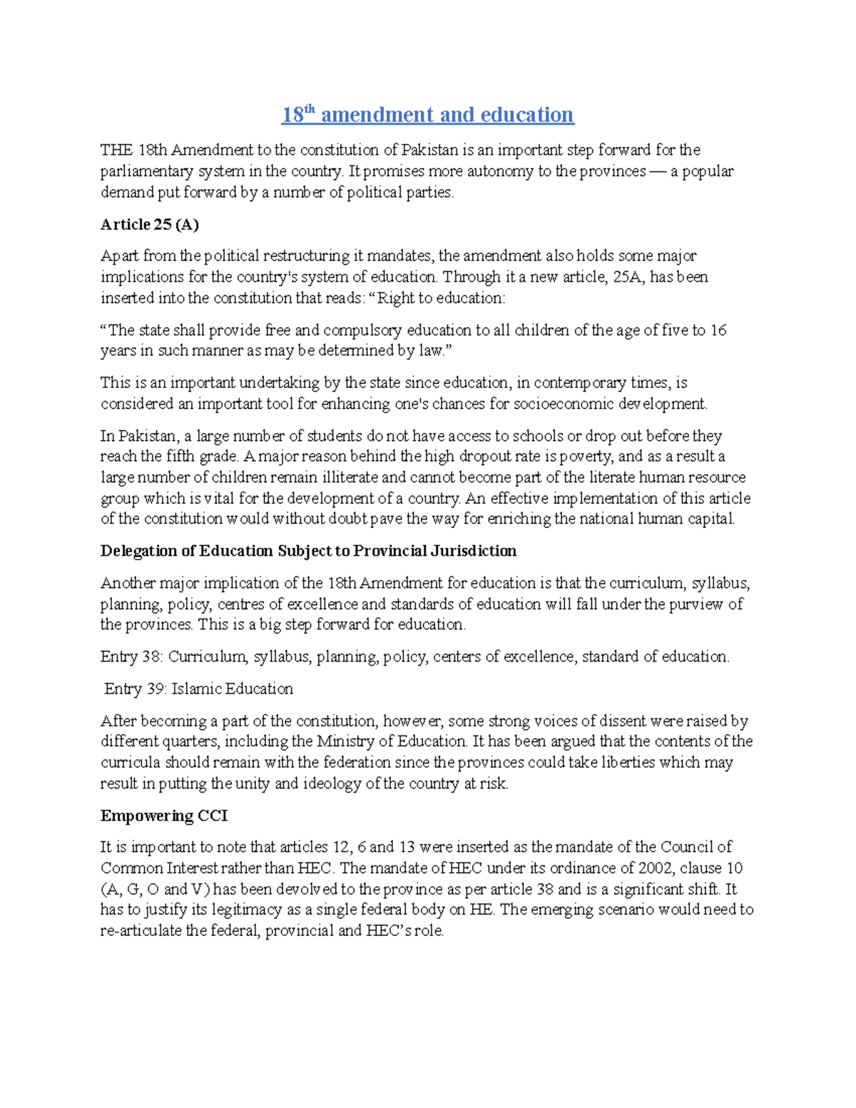 18th amendment and education - 18 th amendment and education THE 18th ...