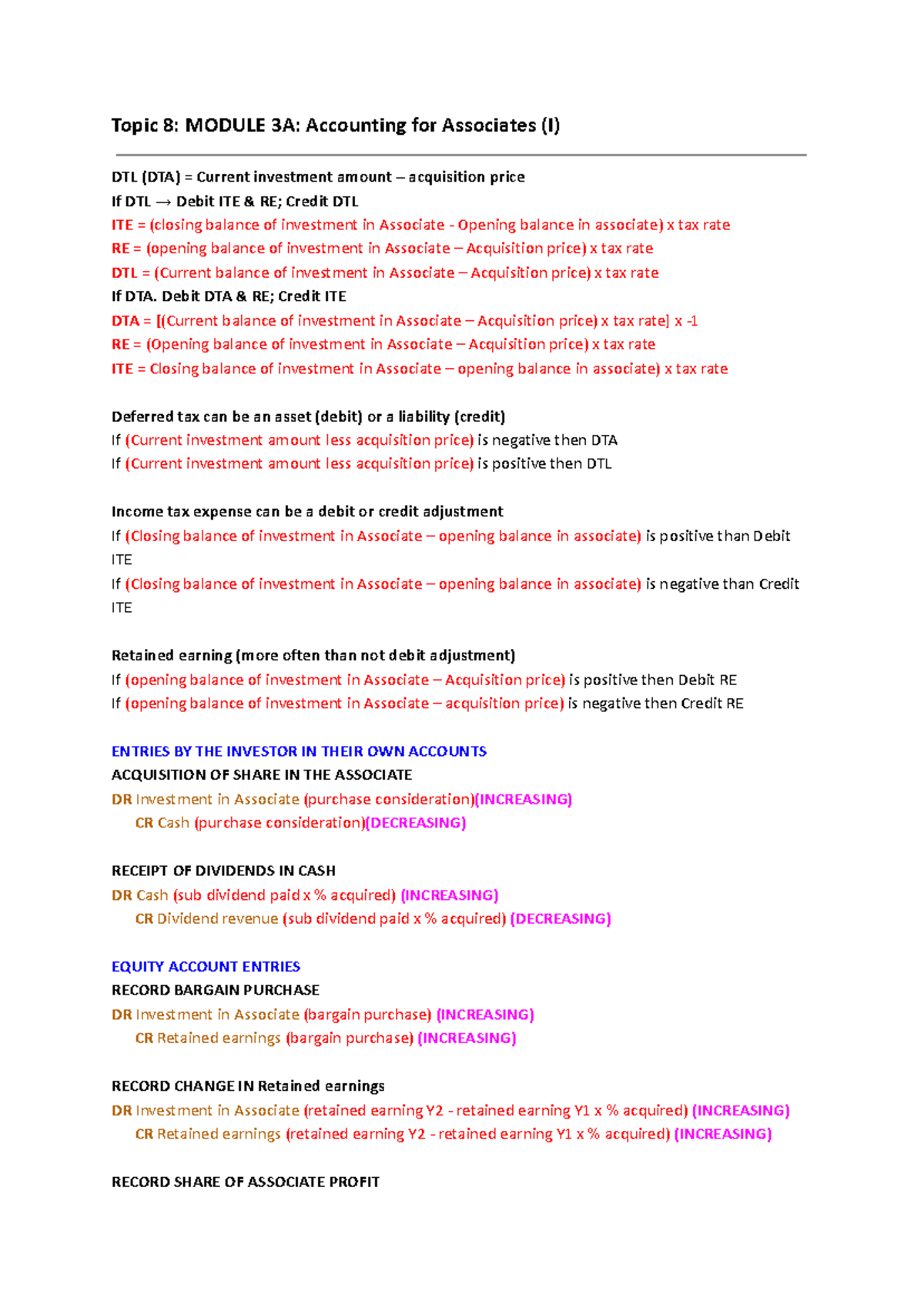 Topic 8 Module 3A Accounting for Associates (I) - Topic 8: MODULE 3A ...