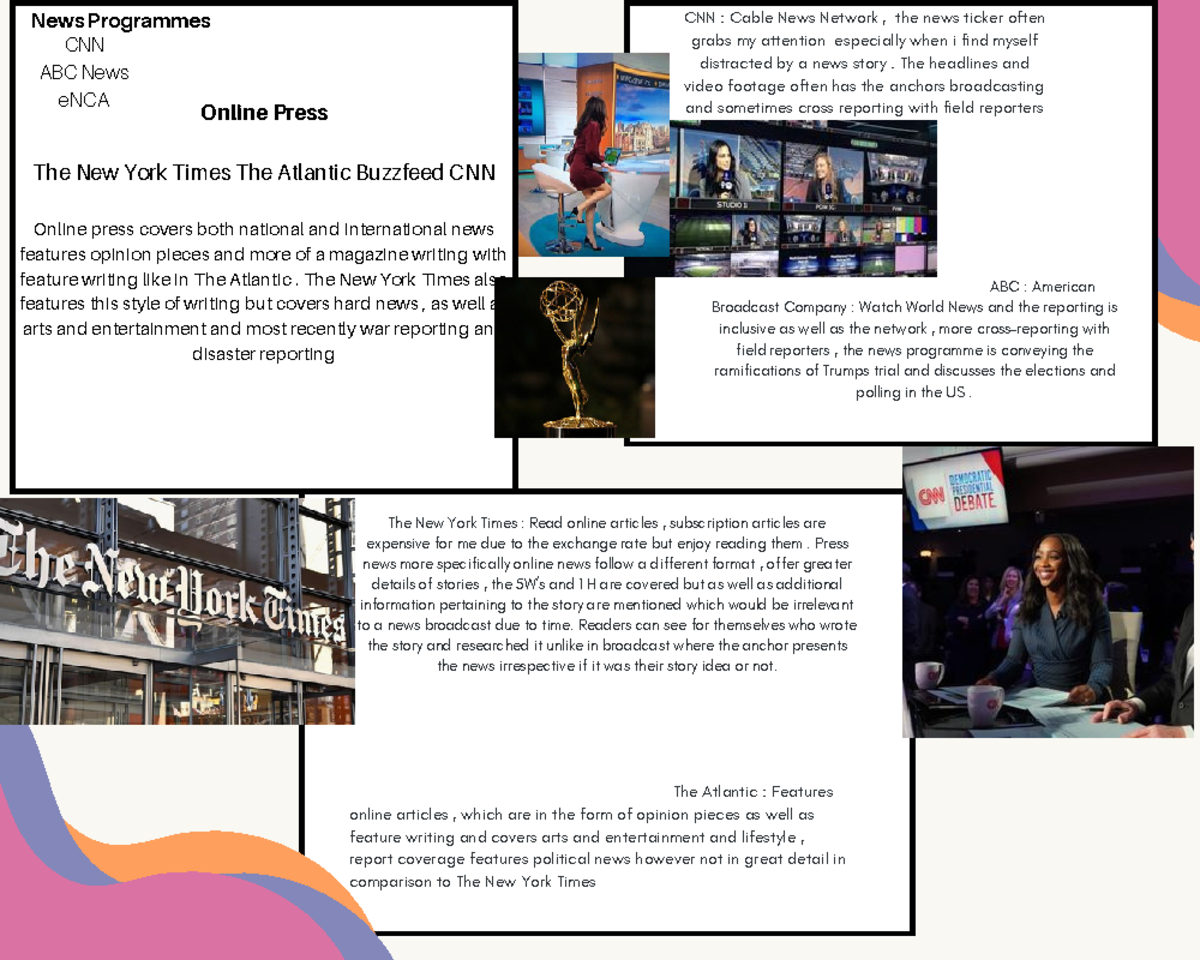 CNN ABC News e NCA - JOURNALISM REPORTING NOTES - Online Press The New ...