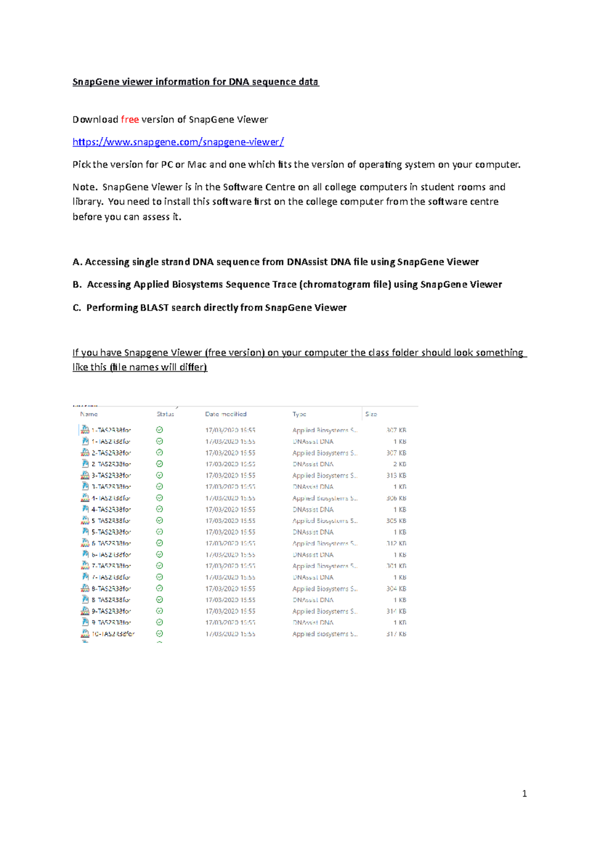 Snap Gene viewer information for DNA sequence data 2022-2023 - SnapGene viewer information for ...
