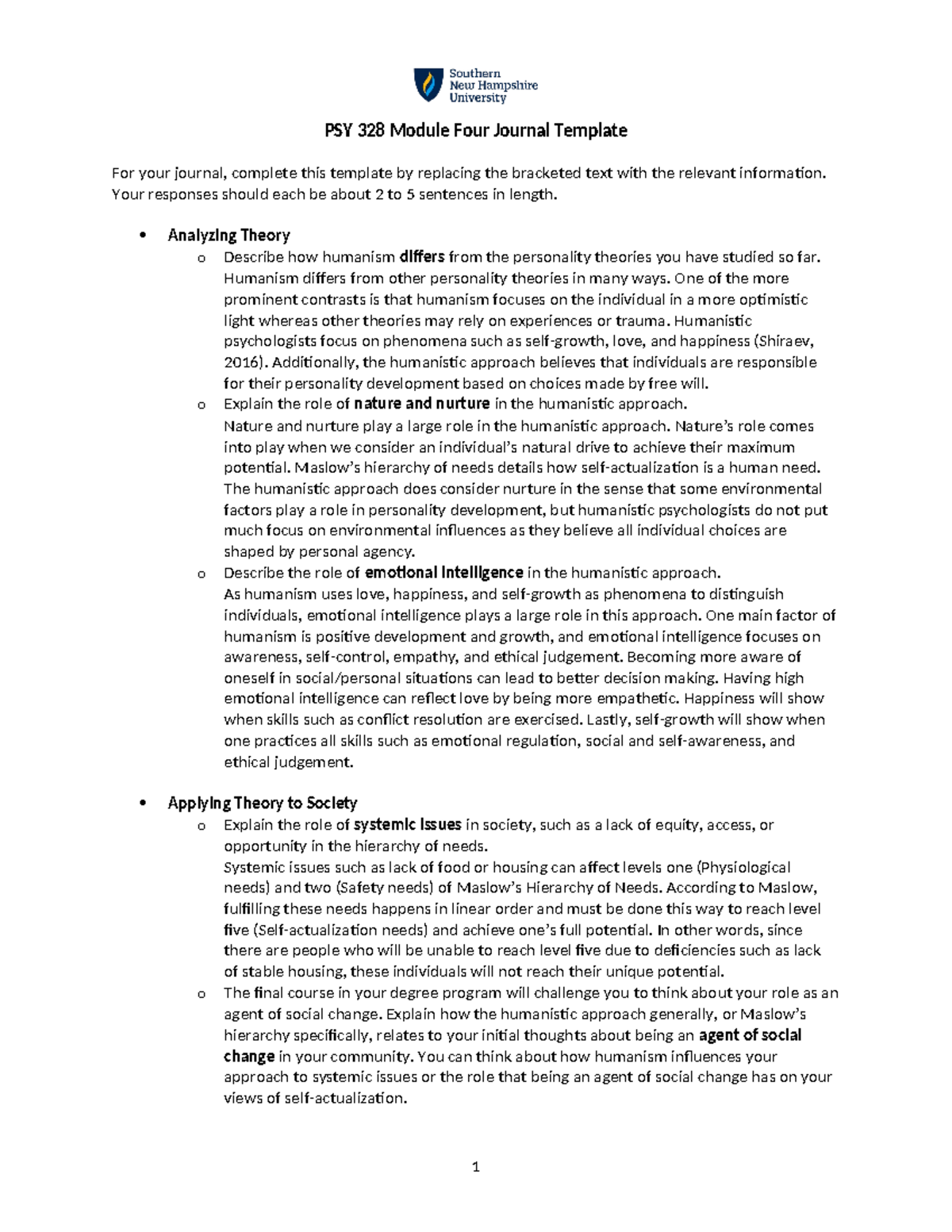 PSY 328 Module Four Journal - Your responses should each be about 2 to ...