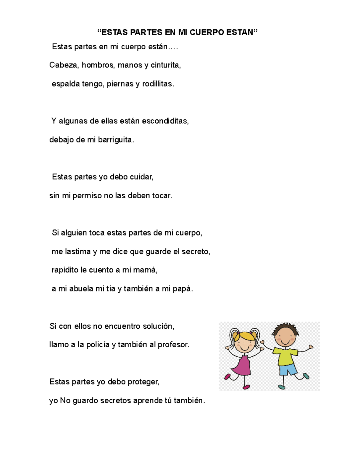 Estas partes en mi cuerpo están - “ESTAS PARTES EN MI CUERPO ESTAN ...