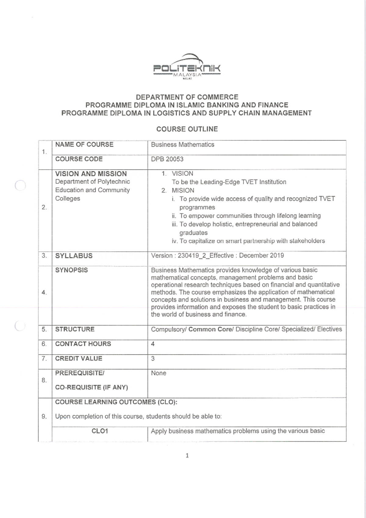 Business Maths - course outline - Business Mathematics - UMK - Studocu