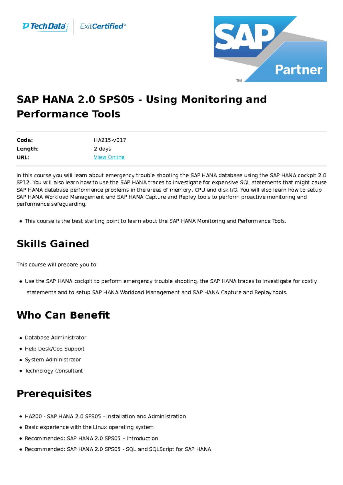 Sap hana 2 0 sps05 using monitoring and performance tools - SAP HANA 2 SPS05 - Using Monitoring ...