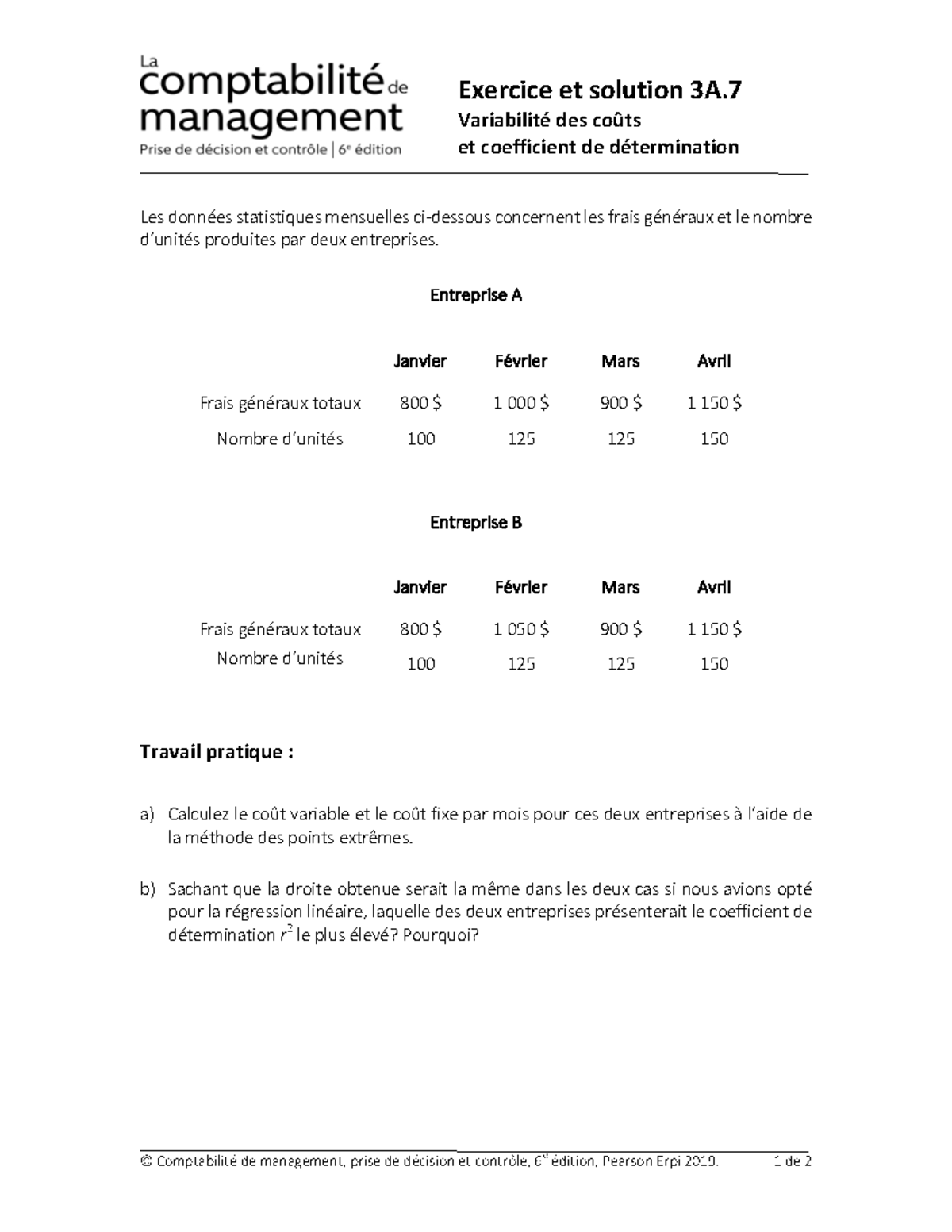 Boisvert compta management 6e exercice 3A-7 - 393015 - HEC - Studocu