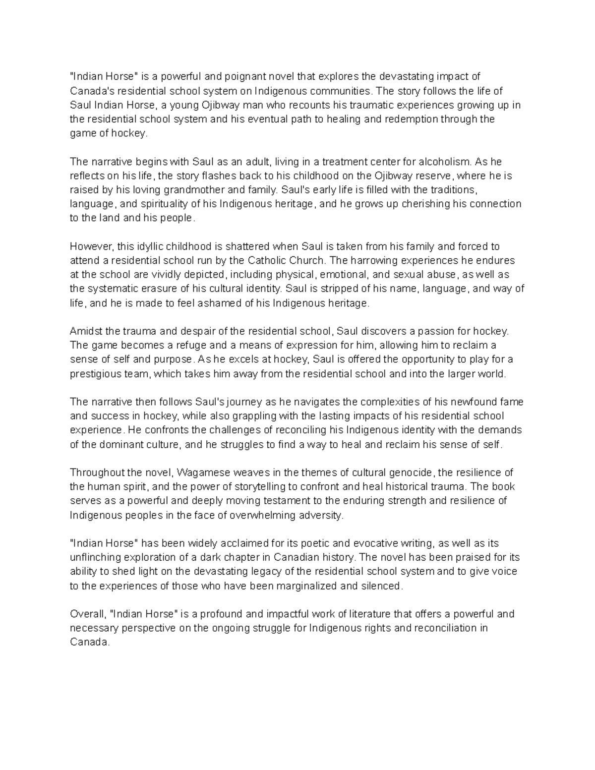 Indian Horse summary - "Indian Horse" is a powerful and poignant novel ...