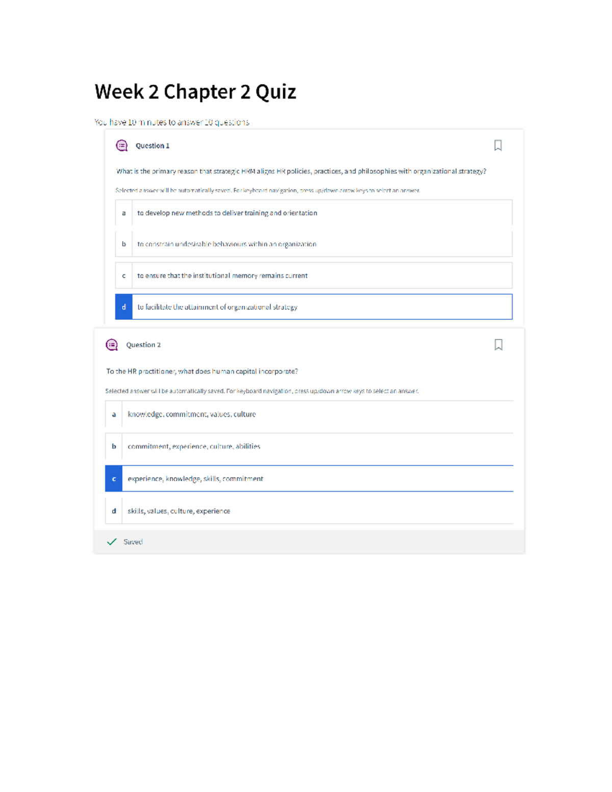 Quizz 2 HRMT 623 - HRMT 623 - Studocu