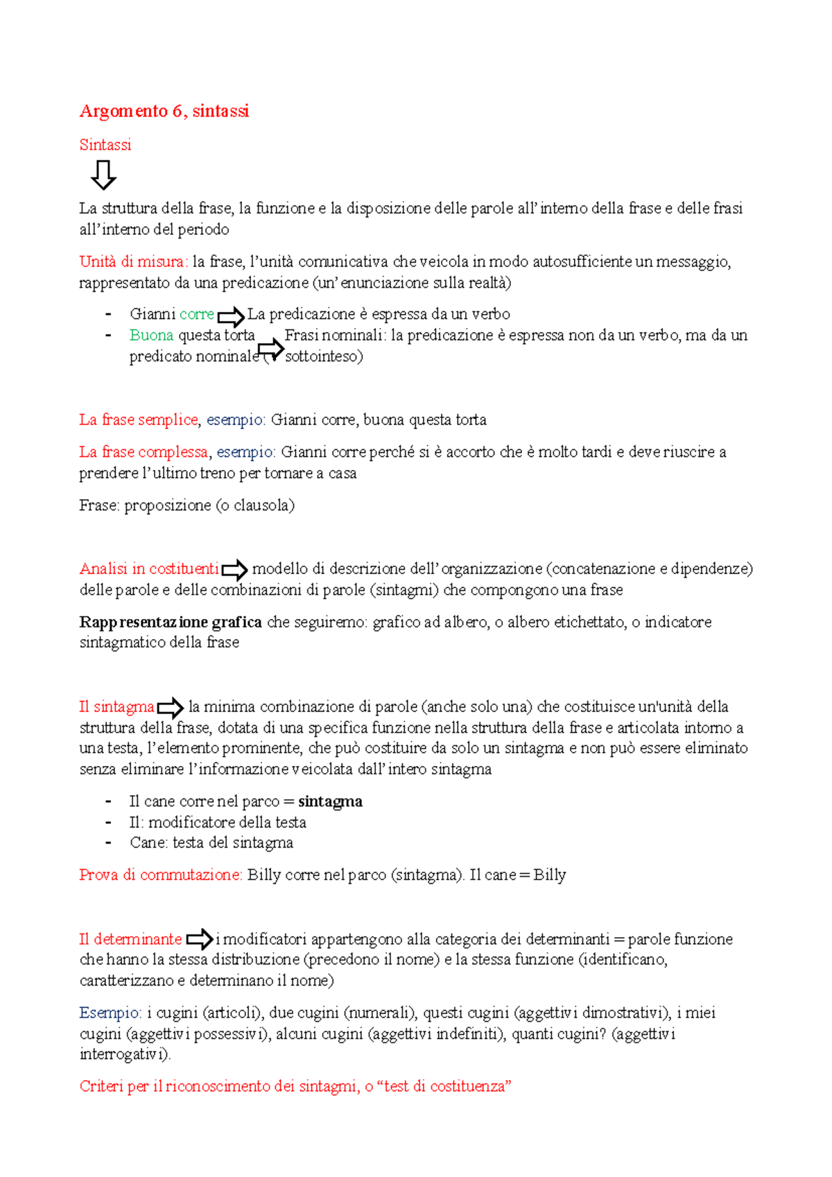 Argomento 6, sintassi - Argomento 6, sintassi Sintassi La struttura ...