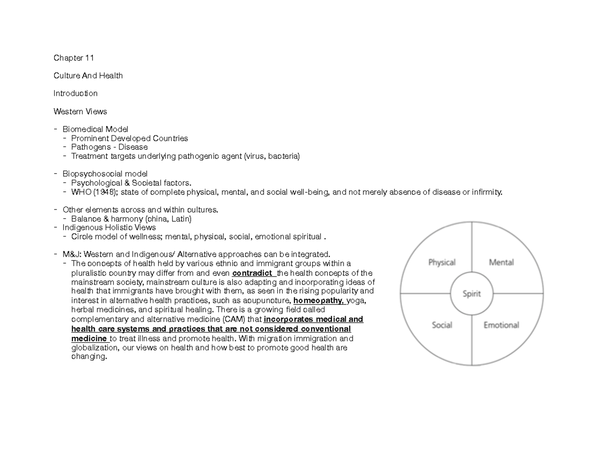 Chapter 11-14 culture - Chapter 11 Culture And Health Introduction ...