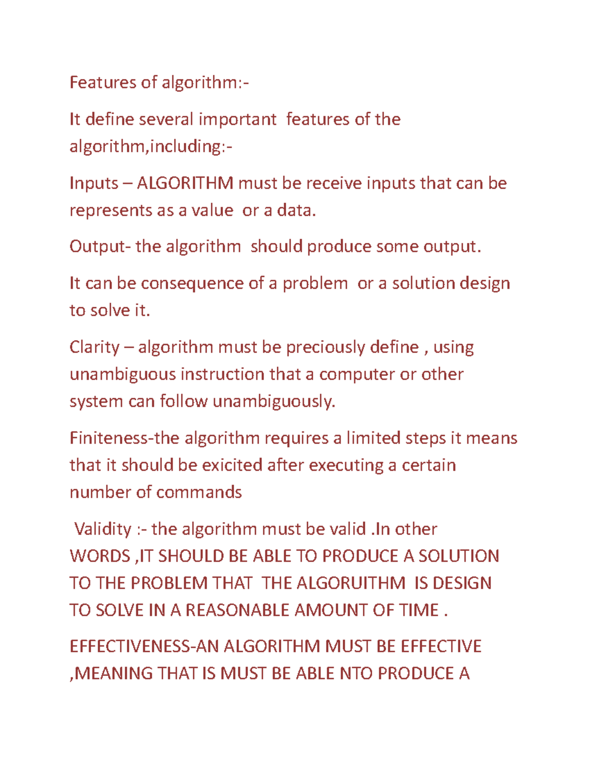 Features of algorithm - Distributed system - Features of algorithm:- It ...