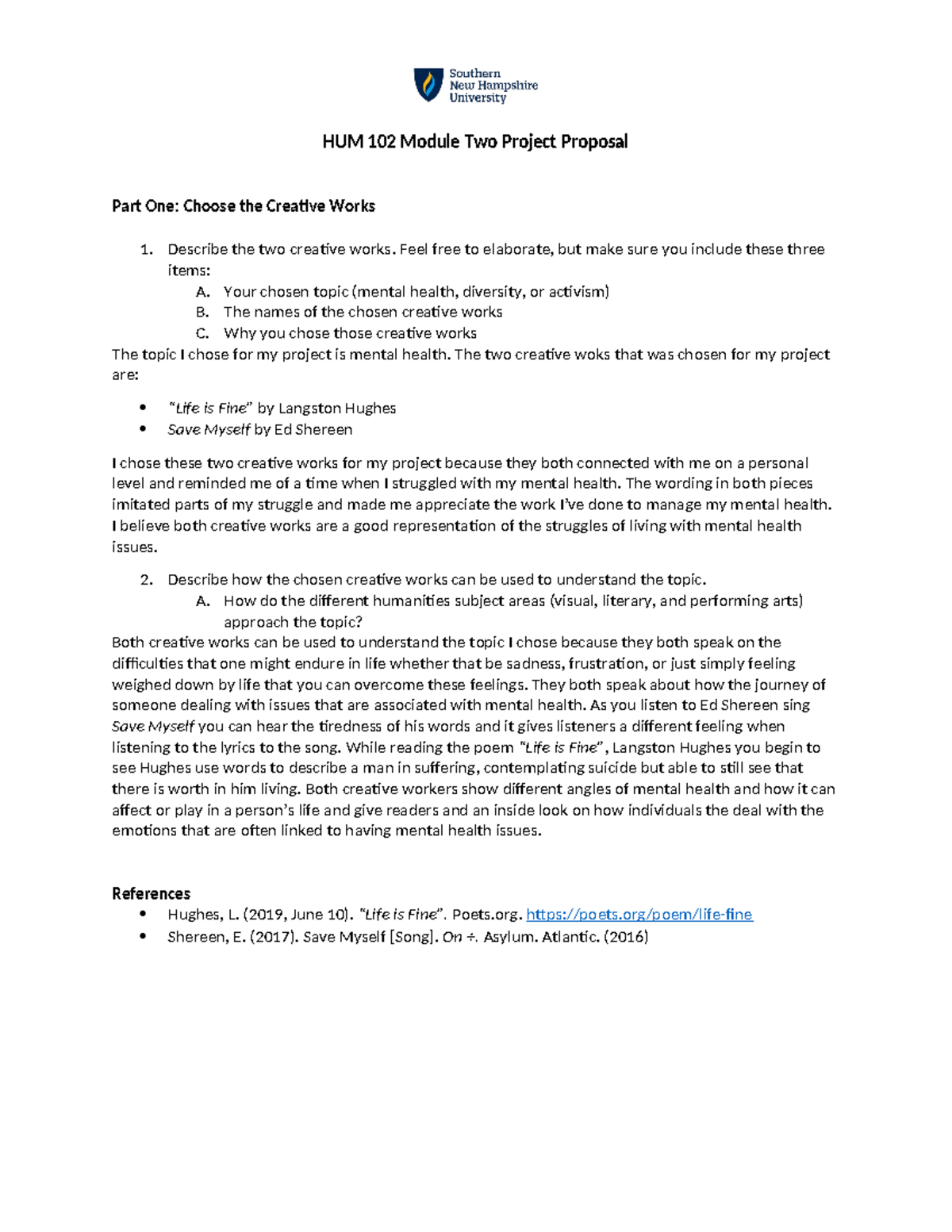 HUM 102 Module Two Project Proposal - HUM 102 Module Two Project ...