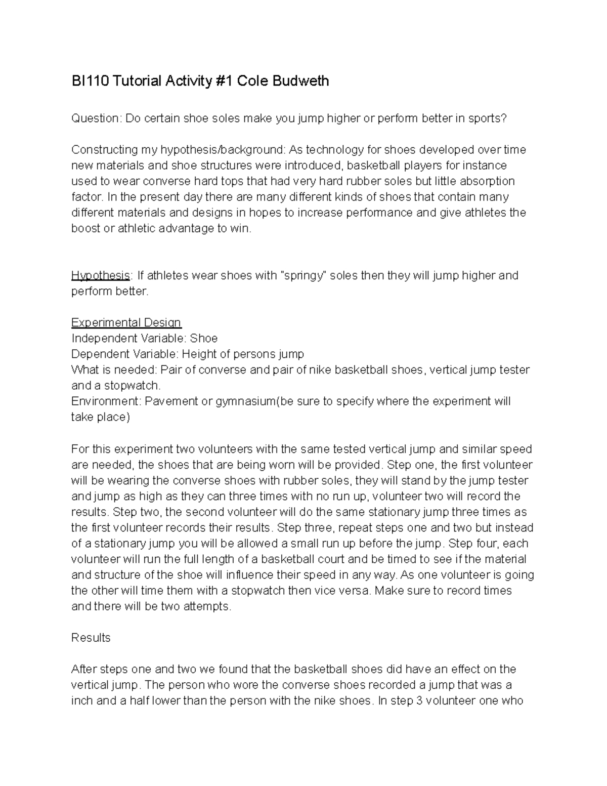 BI110 Tutorial Activity #1 - In the present day there are many ...