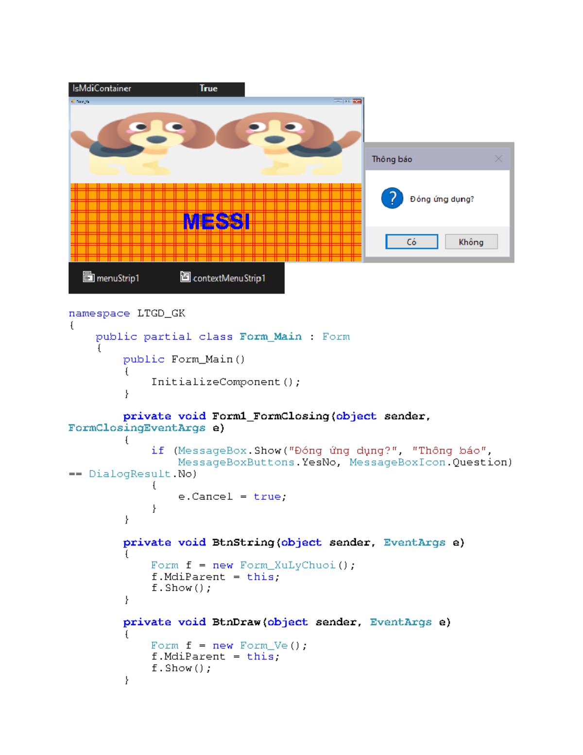 LTGD gk - đề giải thử - namespace LTGD_GK { public partial class Form_Main : Form { public - Studocu