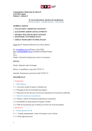 Examen Final Comprensión Y Redacción DE Textos - Comprensión y Redacción de Textos II Ciclo ...