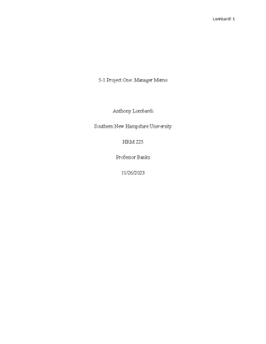 HRM 225 Module 6-1 HR Inbox - HRM 225 Module 6-1 Assignment: HR Inbox 1 ...