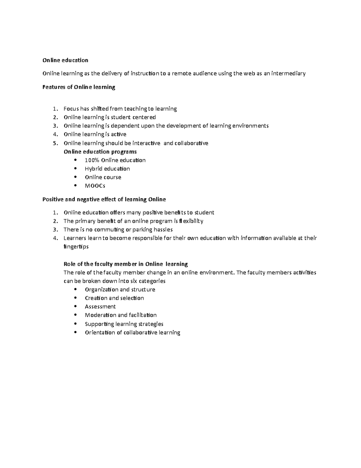 Online learning 5 - Lecture notes - Online education Online learning as ...