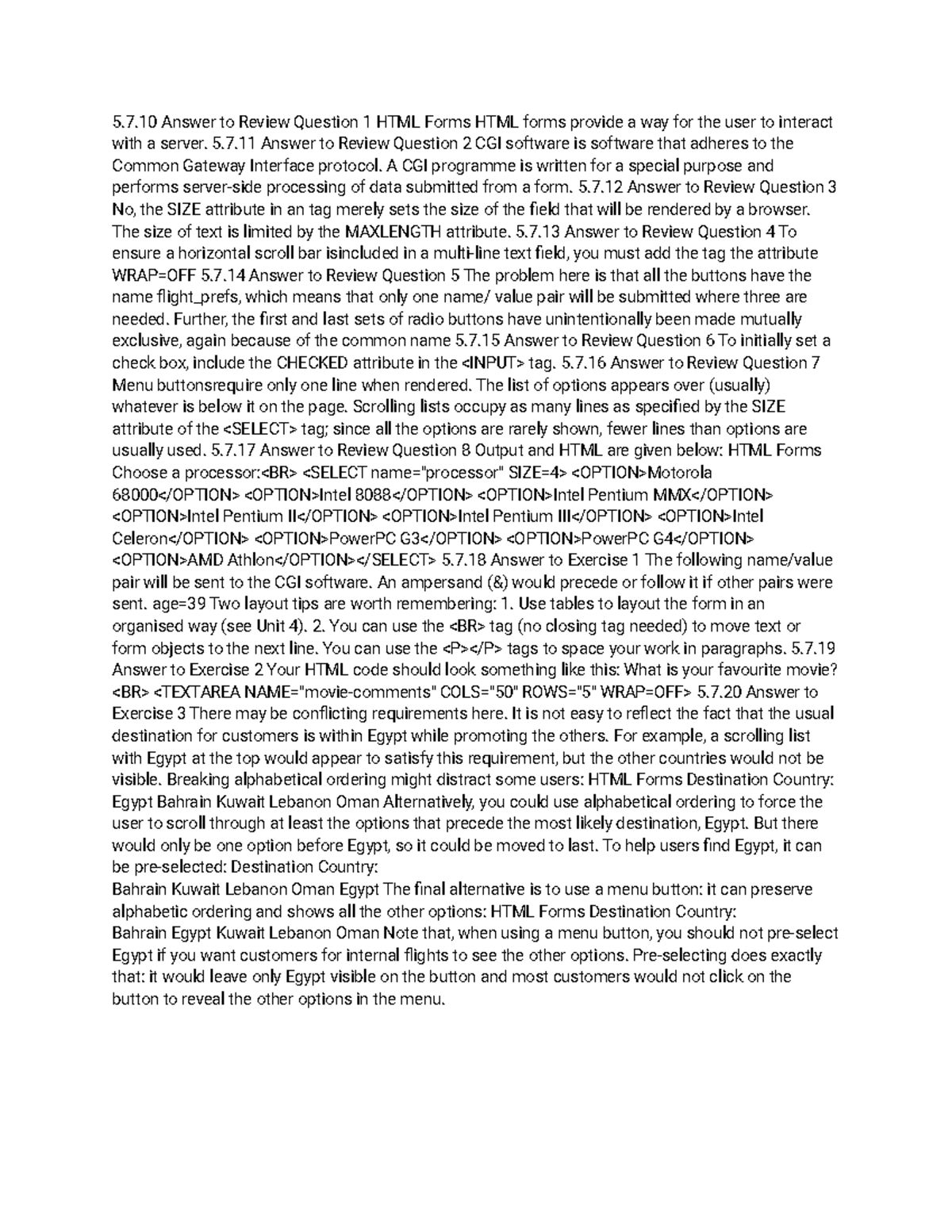 Web Development 23 - 5.7 Answer to Review Question 1 HTML Forms HTML ...