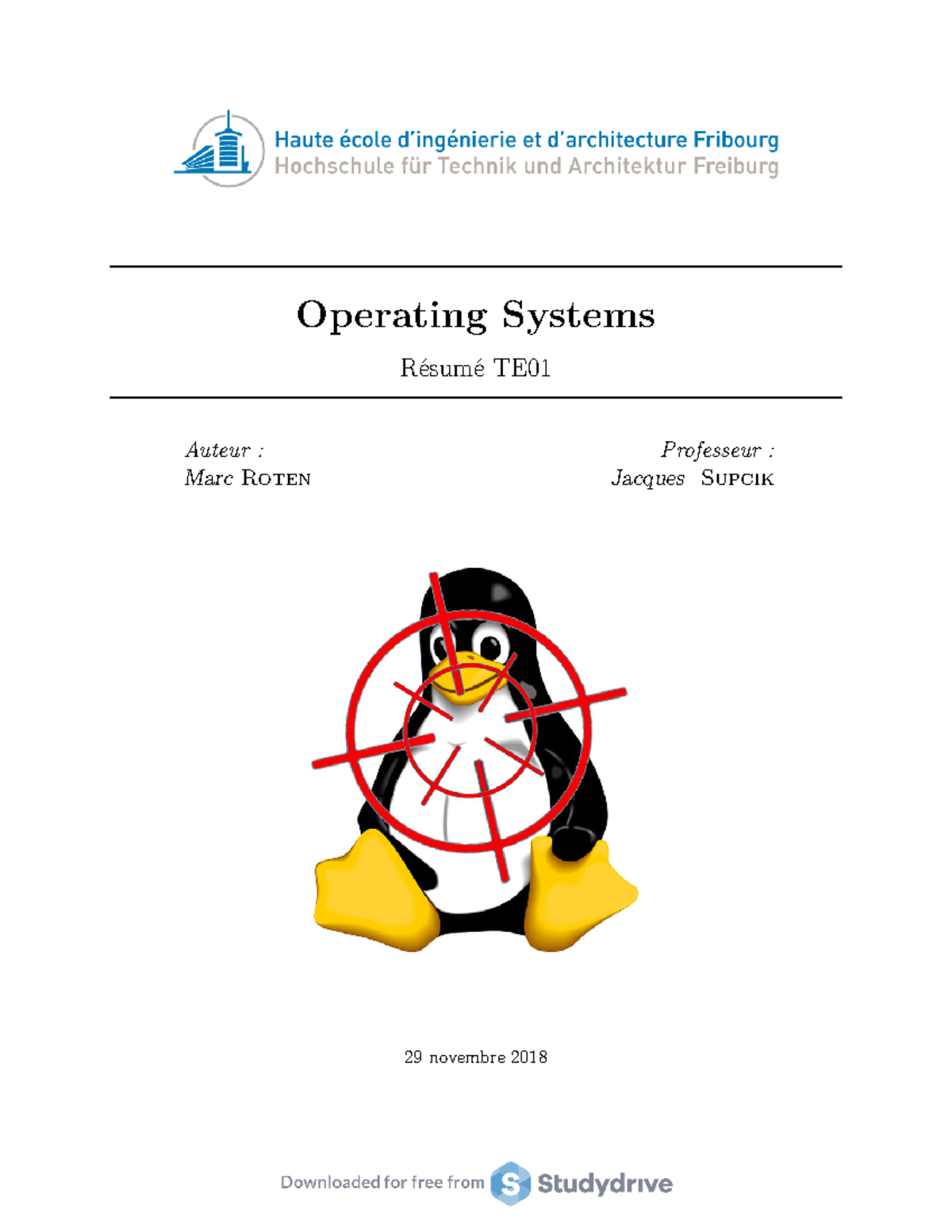 Operating system part1 - Operating Systems Résumé TE Auteur : MarcRoten Professeur : Jacques ...
