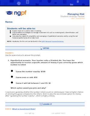 Banking Case Study Bank on This - NGPF Case Study Banking Spanish ...
