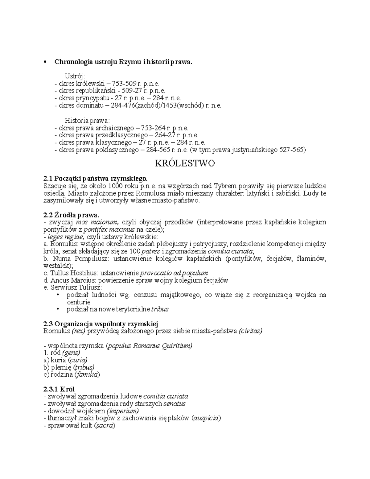 Skrypt prawo rzymskie - Chronologia ustroju Rzymu i historii prawa ...