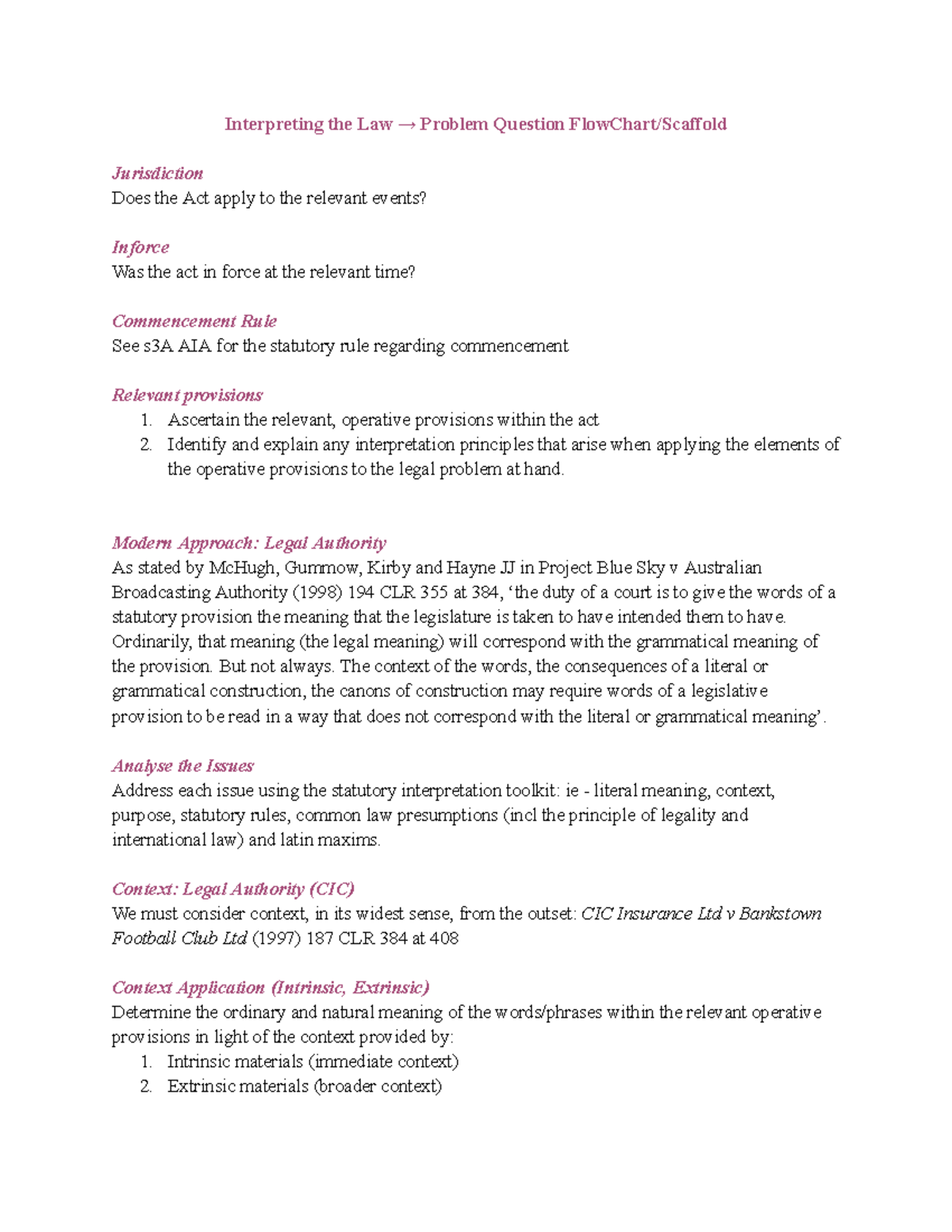 Problem Question - Flow Chart - Interpreting the Law → Problem Question FlowChart/Scaffold - Studocu