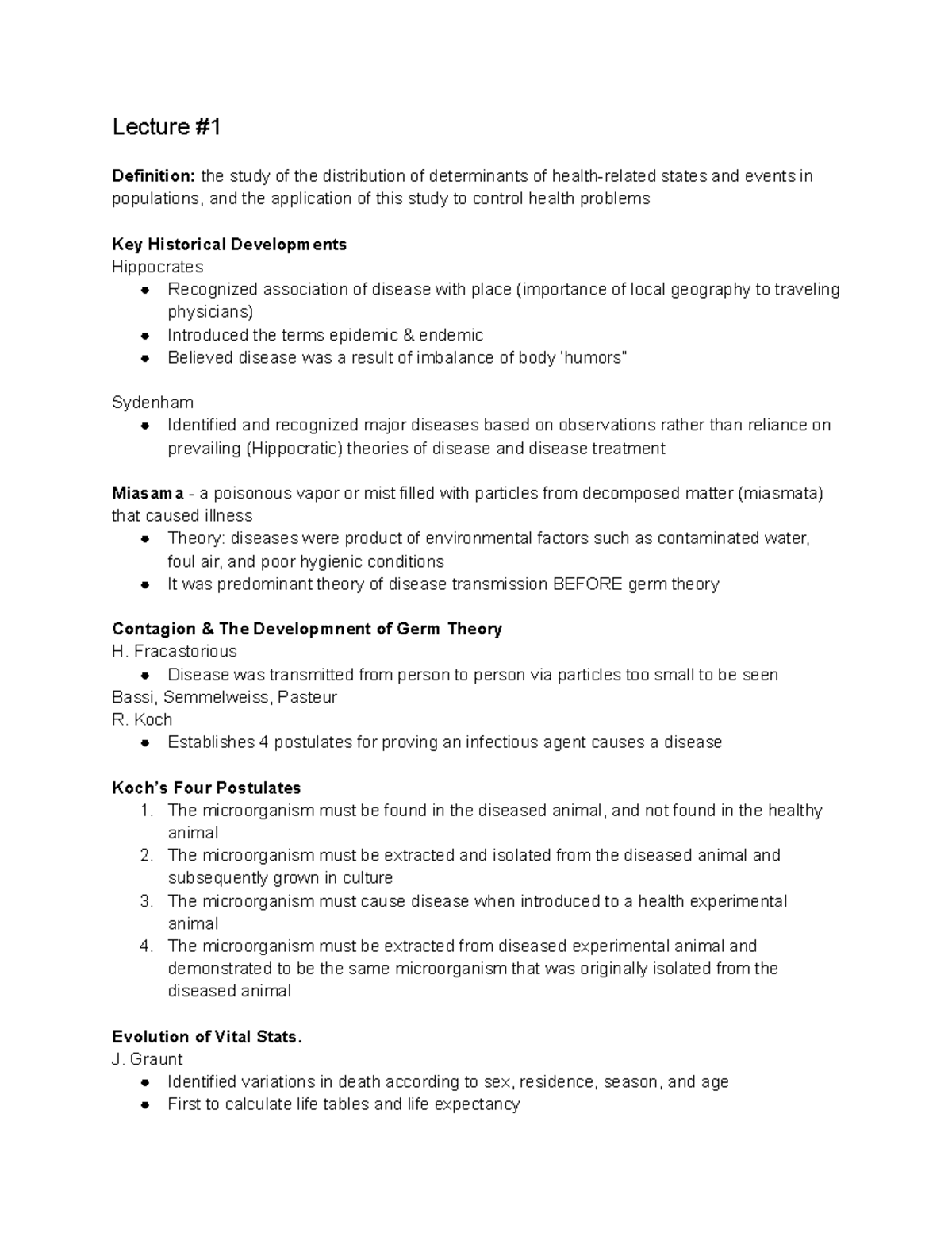 Notes for lecture 1 - Lecture Definition: the study of the distribution ...