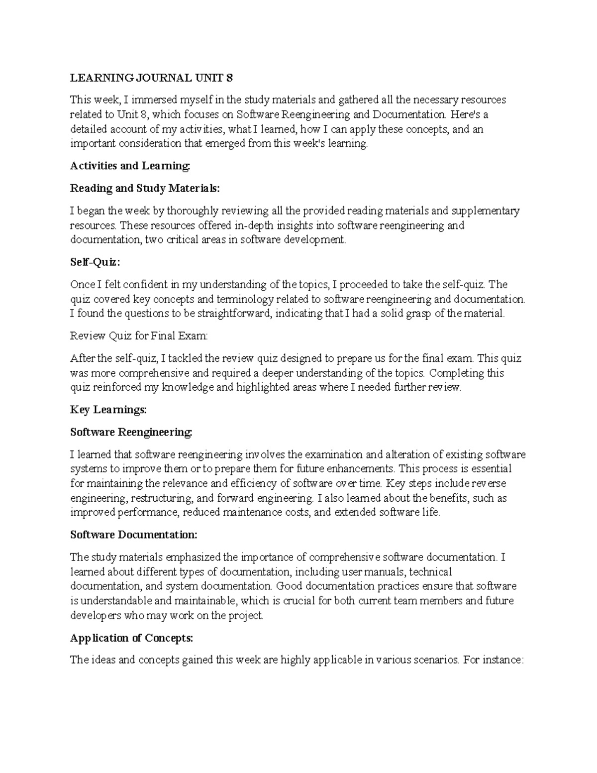 Learning Journal UNIT 8 CS 2401 - LEARNING JOURNAL UNIT 8 This week, I immersed myself in the ...