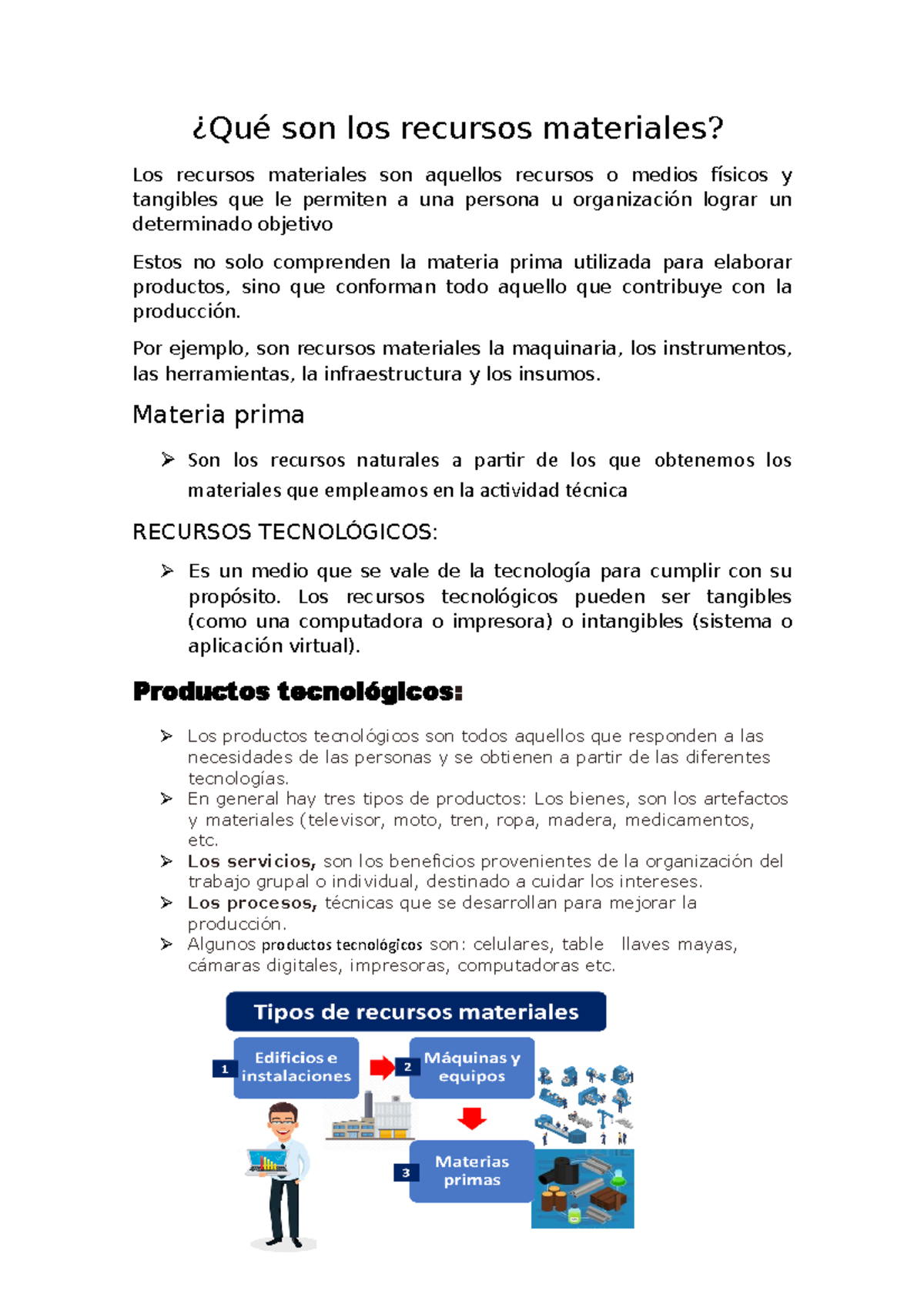 Qué son los recursos materiales - Por ejemplo, son recursos materiales ...