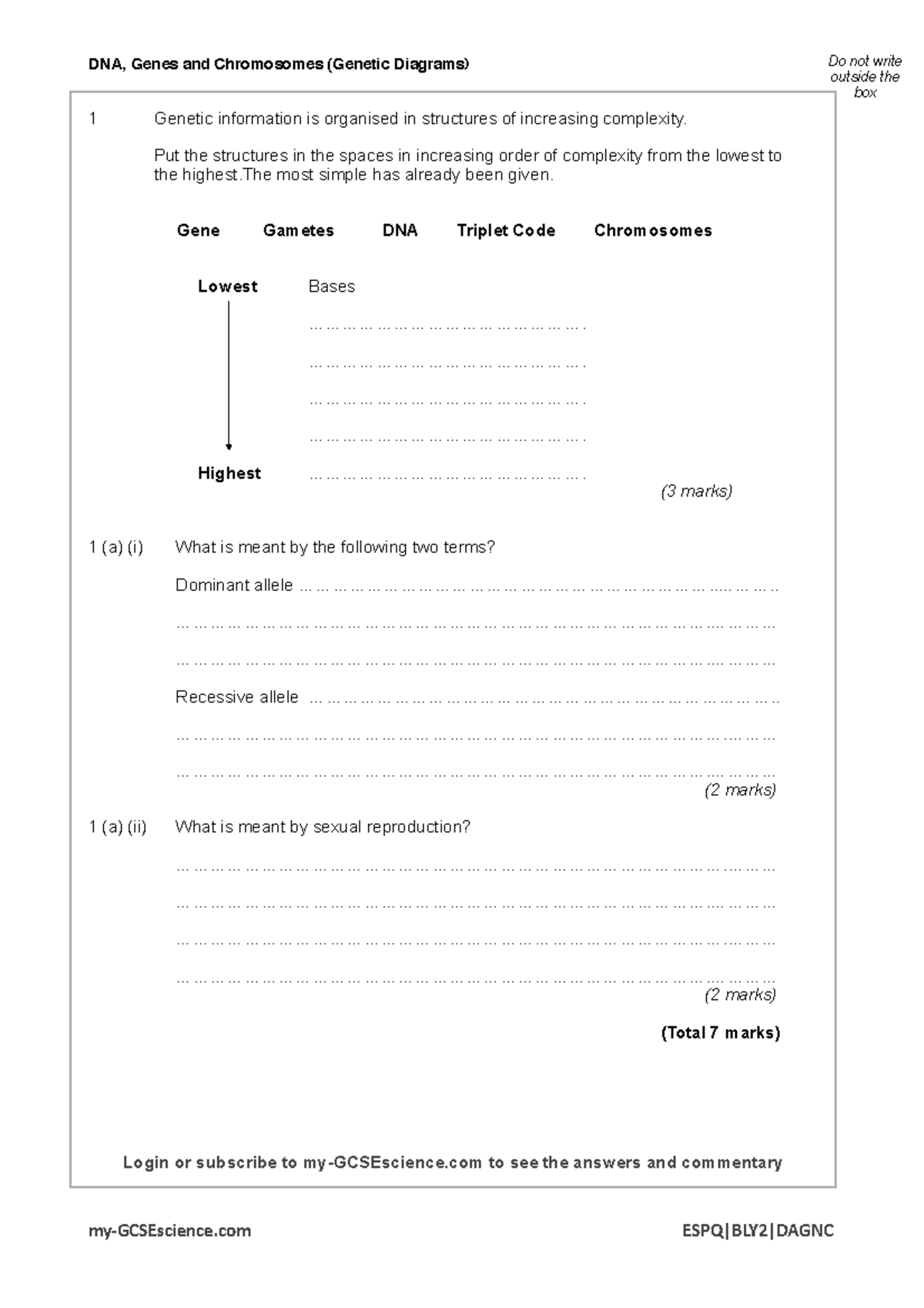 Inheritance Variation and Evolution-dna-genes-and-chromosomes-question ...