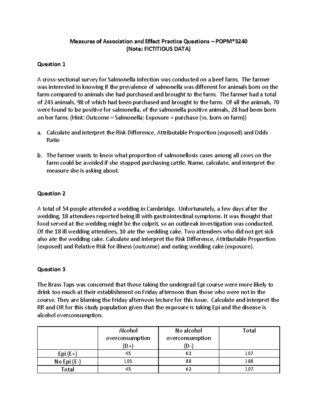 Mo E and Mo A Practice Questions - Measures of Association and Effect ...